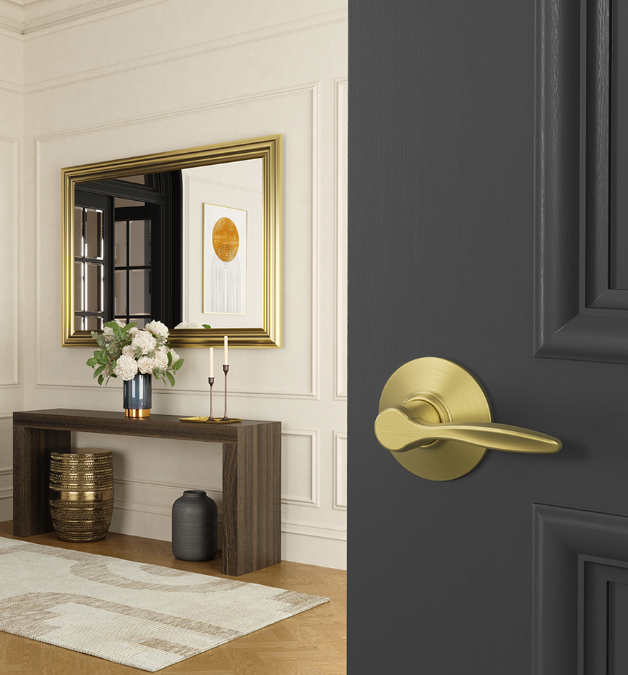 Transitional interior design | door hardware styles | Schlage